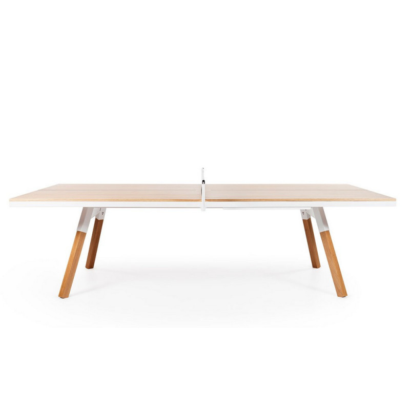 Table de ping pong convertible 274 chêne massif chassis blanc